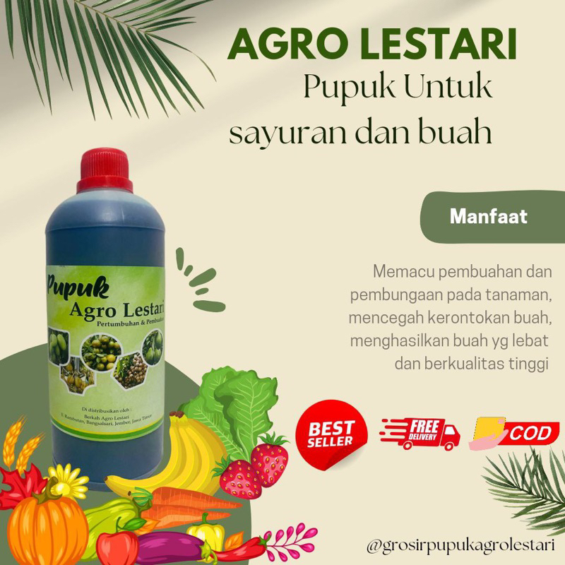 Jual Pupuk Agro Lestari 1 Liter Bisa COD - Pupuk Organik Cair Penyubur dan Pelebat Buah Sayur ...
