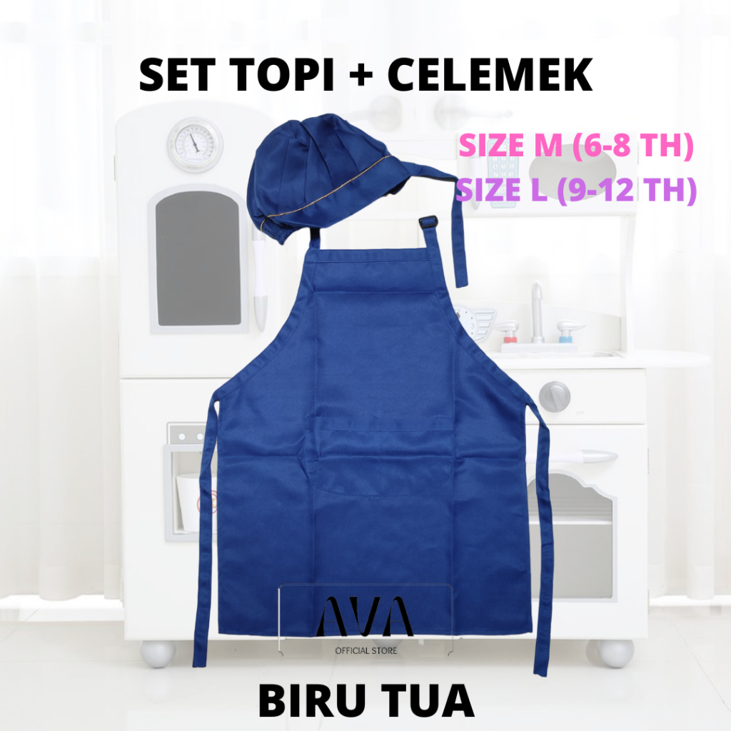 Jual Set Apron Anak / Set Celemek Anak dan Topi / Set Apron Celemek ...