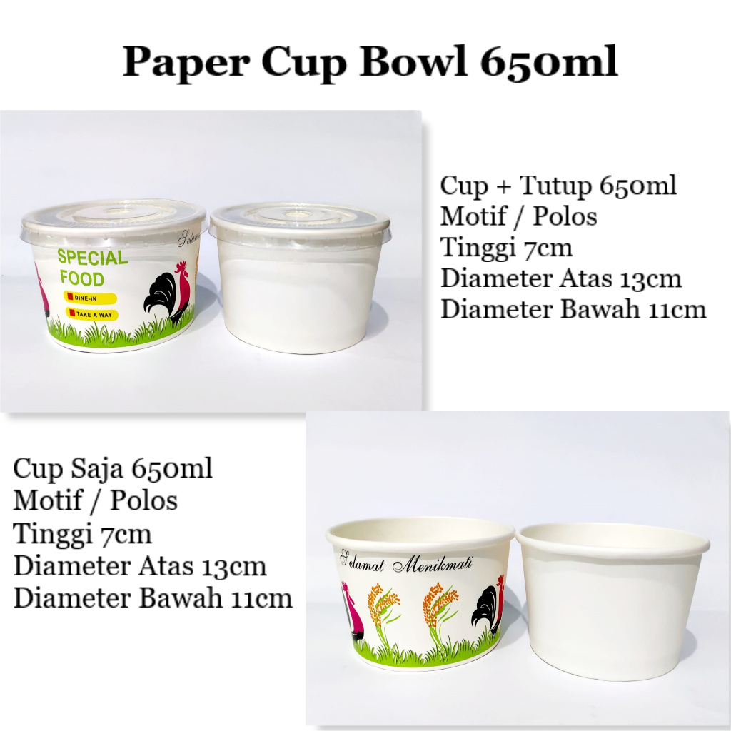 Jual Paper Bowl 650ml Isi 25pc / Mangkok Kertas 800ml / Paper Bowl ...