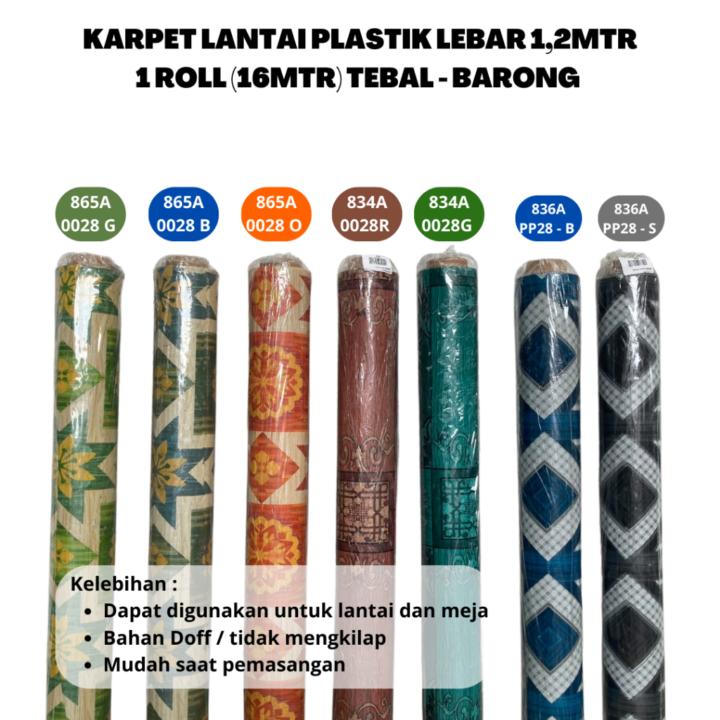Jual Karpet Plastik 1 Roll (1,2x16 METER) MERK BARONG Karpet Vinyl untuk Meja dan Lantai ...