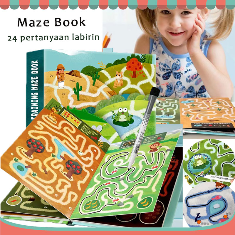 Jual Buku Gambar Edukasi Maze Book- 24 pertanyaan labirin Education ...