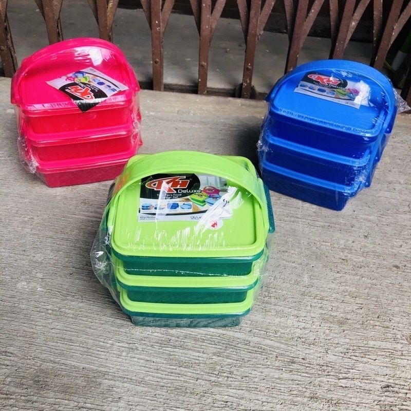 Jual Rantang Deluxe Susun 3 KH / rantang segi plastik /kotak makan ...