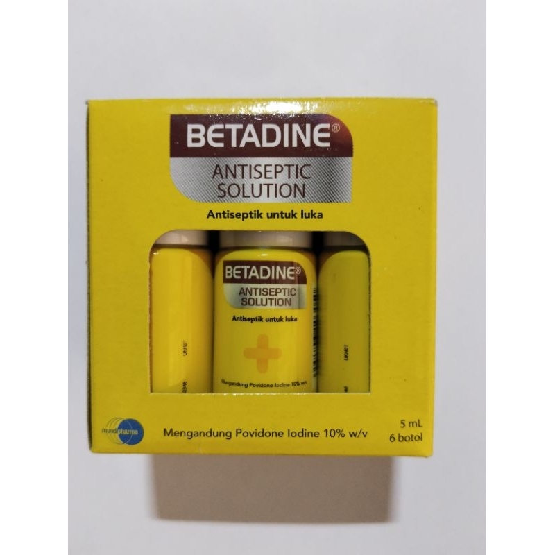 Jual Betadine Antiseptic Solution / antiseptik untuk luka (5ml) 1 box ...