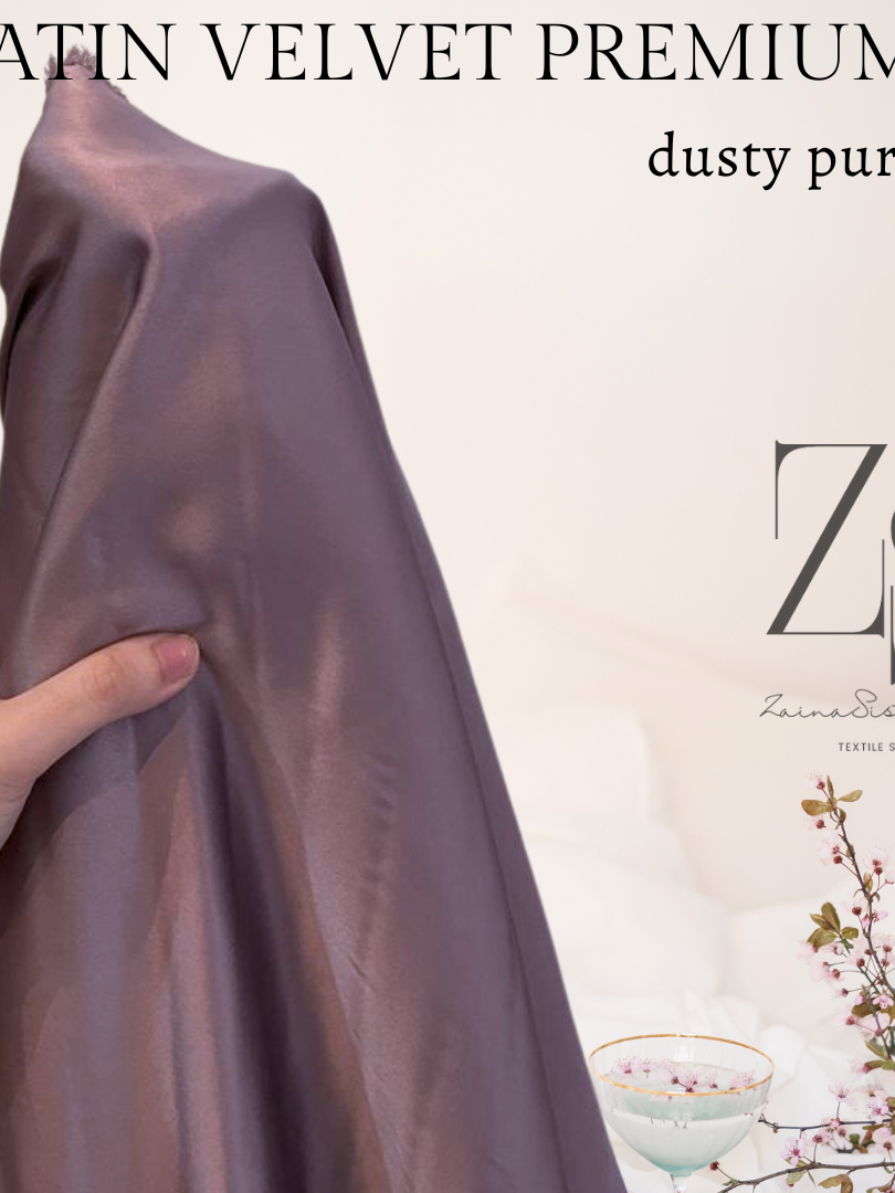Jual Bahan Kain Satin Velvet Premium Meteran Warna Ungu Taro Dusty ...