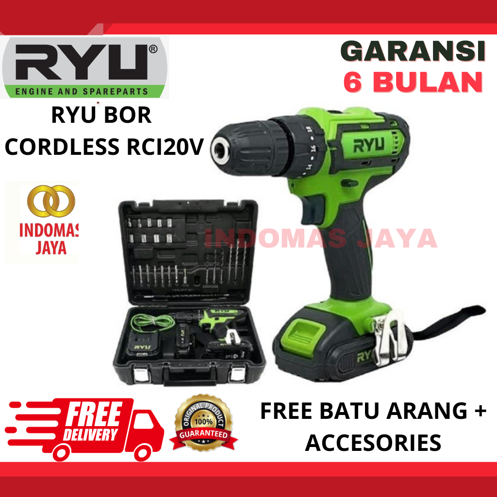 Jual RYU 20V KOPER RCI20V Cordless Impact Drill Mesin Bor Baterai ...