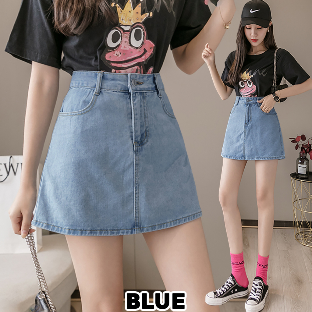 Jual KARAKOREA 6153 Momoland Denim Skirt Rok Jeans Rok Mini Rok Pendek ...