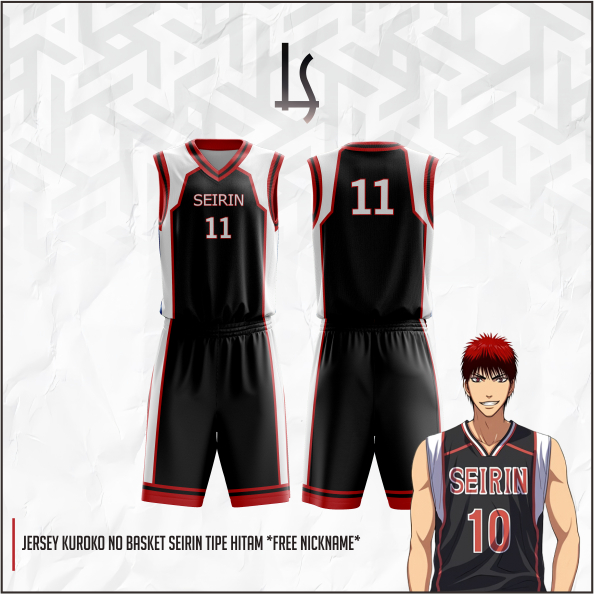 Jual Jersey Kuroko No Basket Team Seirin Tipe Hitam,Full Print *FREE NICKNAME* (BISA SATUAN ...