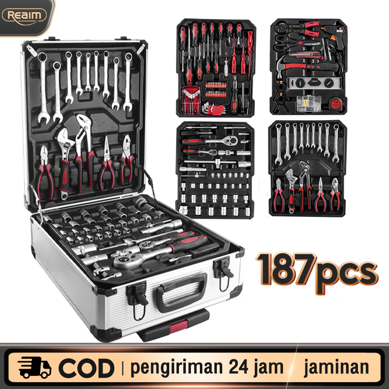 Jual Tool superman Tool Kit 187 PCS alat kunci pas soket Set obeng set Perkakas Bengkel Dan ...