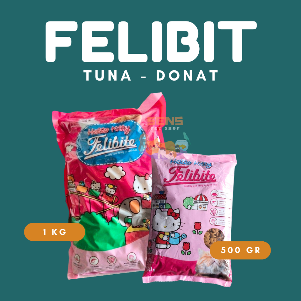Jual Felibite Dry Cat Food 500 Gr dan 1 Kg - Ikan Donat Salmon Tuna ...