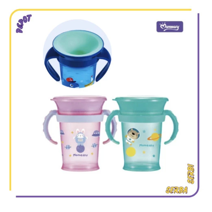 Jual Botol Cup Bayi Anak Kecil MOMEASY 360 Derajat 210 ml Motif ...