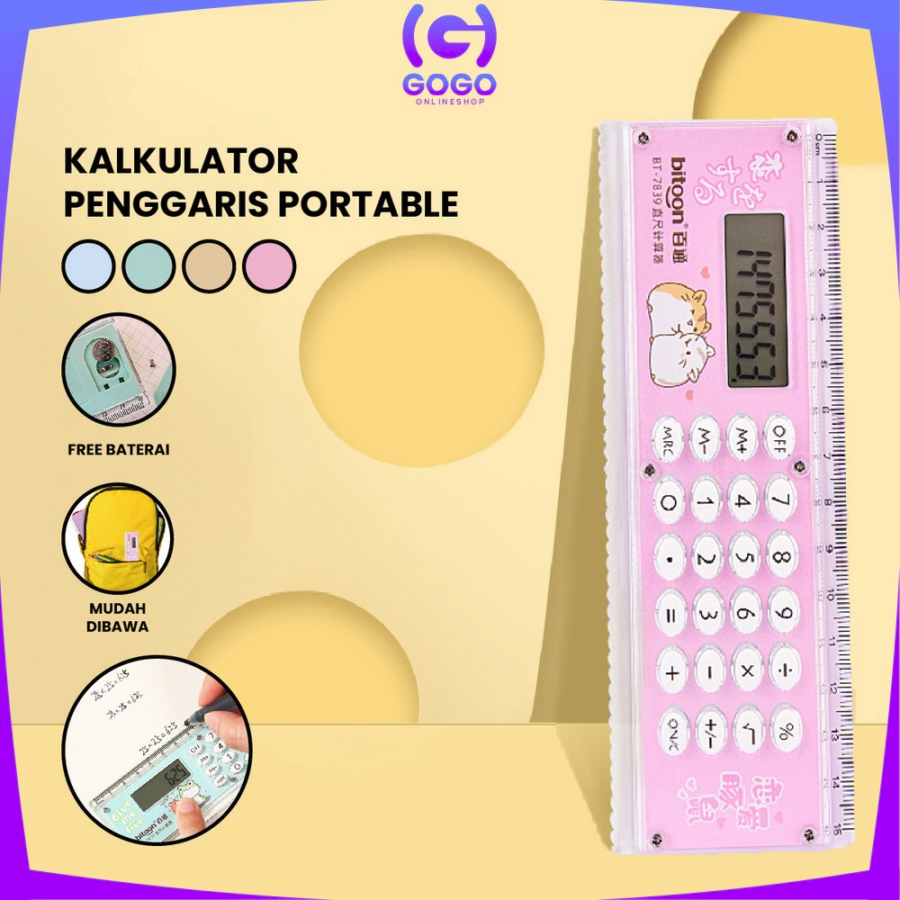 Jual GOGO-A65 Kalkulator Penggaris Karakter 2IN1 Mini Portable ...