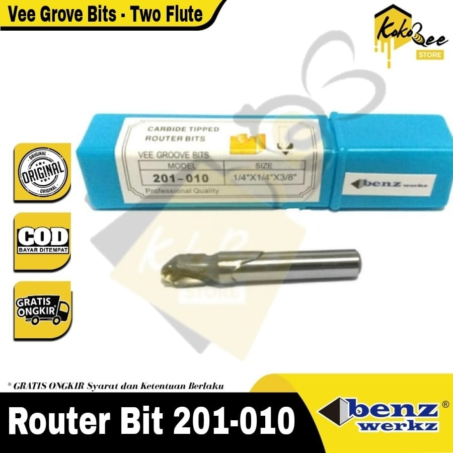 Jual Mata profil router vee grove bit 6,35 mm x 1/4" 201-010 benz werkz ...