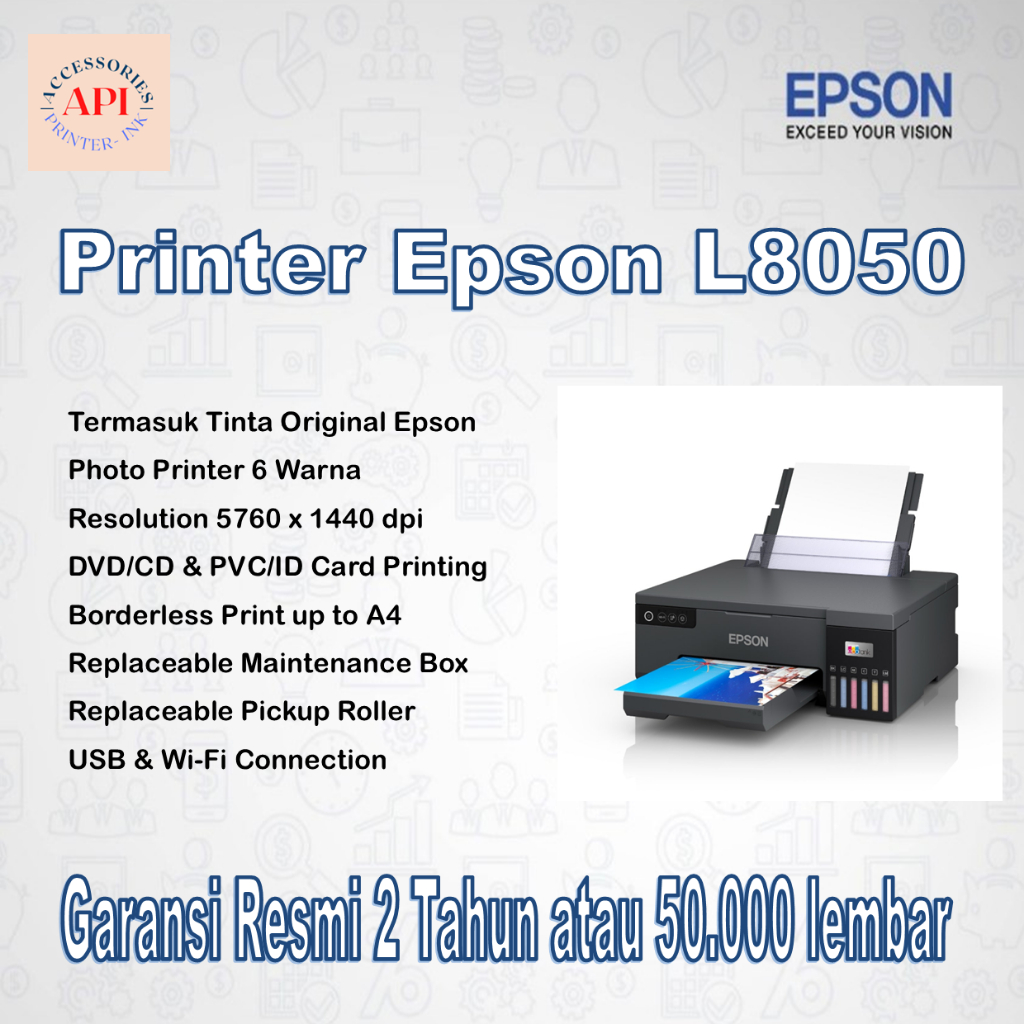 Jual Printer Epson L8050 L 8050 Photo Wifi - Pengganti Epson L805 - Tinta ORI - Garansi Resmi ...