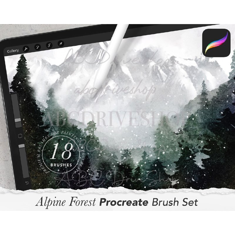 Jual Procreate Brush - Alpine Forest Watercolor Brush Kit for Procreate ...