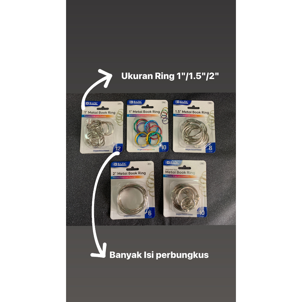 Jual metal ring bazic ring buku kertas menu restoran 1 / 1.5 / 2 inch ...