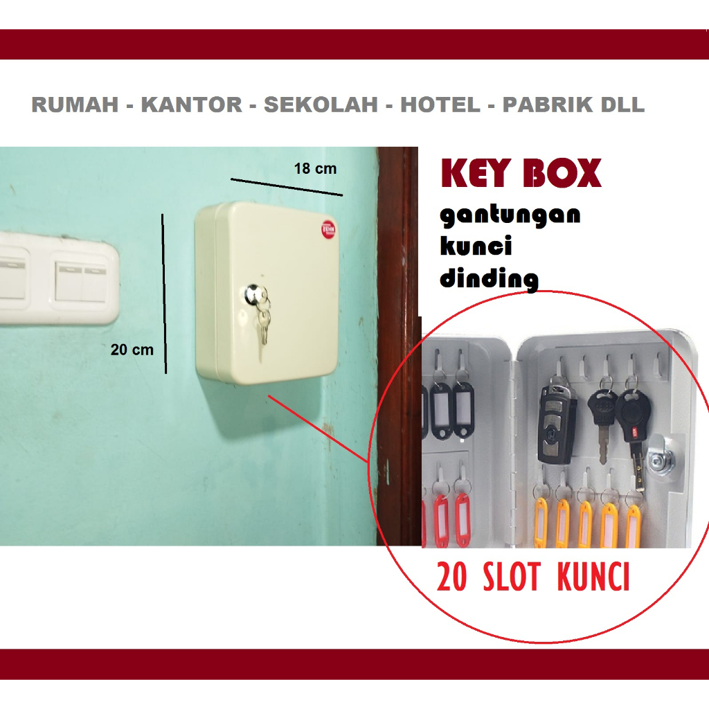 Jual KEY BOX GANTUNGAN KUNCI TEMPEL DINDING FREE TAG KEY KEYBOX KUNCI ...