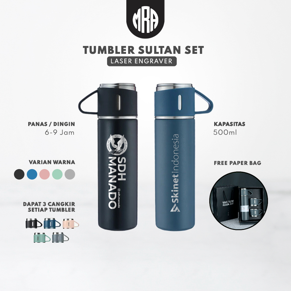 Jual Tumbler Thermos Sultan Set Double Wall Custom Grafir | Shopee ...