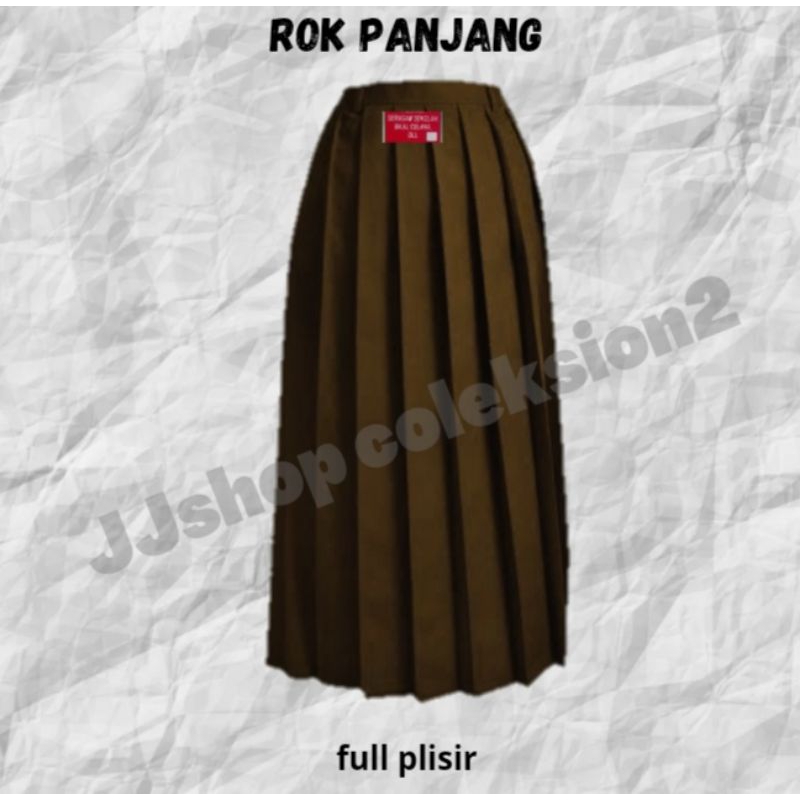 Jual Seragam sekolah rok panjang Pramuka coklat SD SMP SMA rempel lipit turun pinggang dan full ...