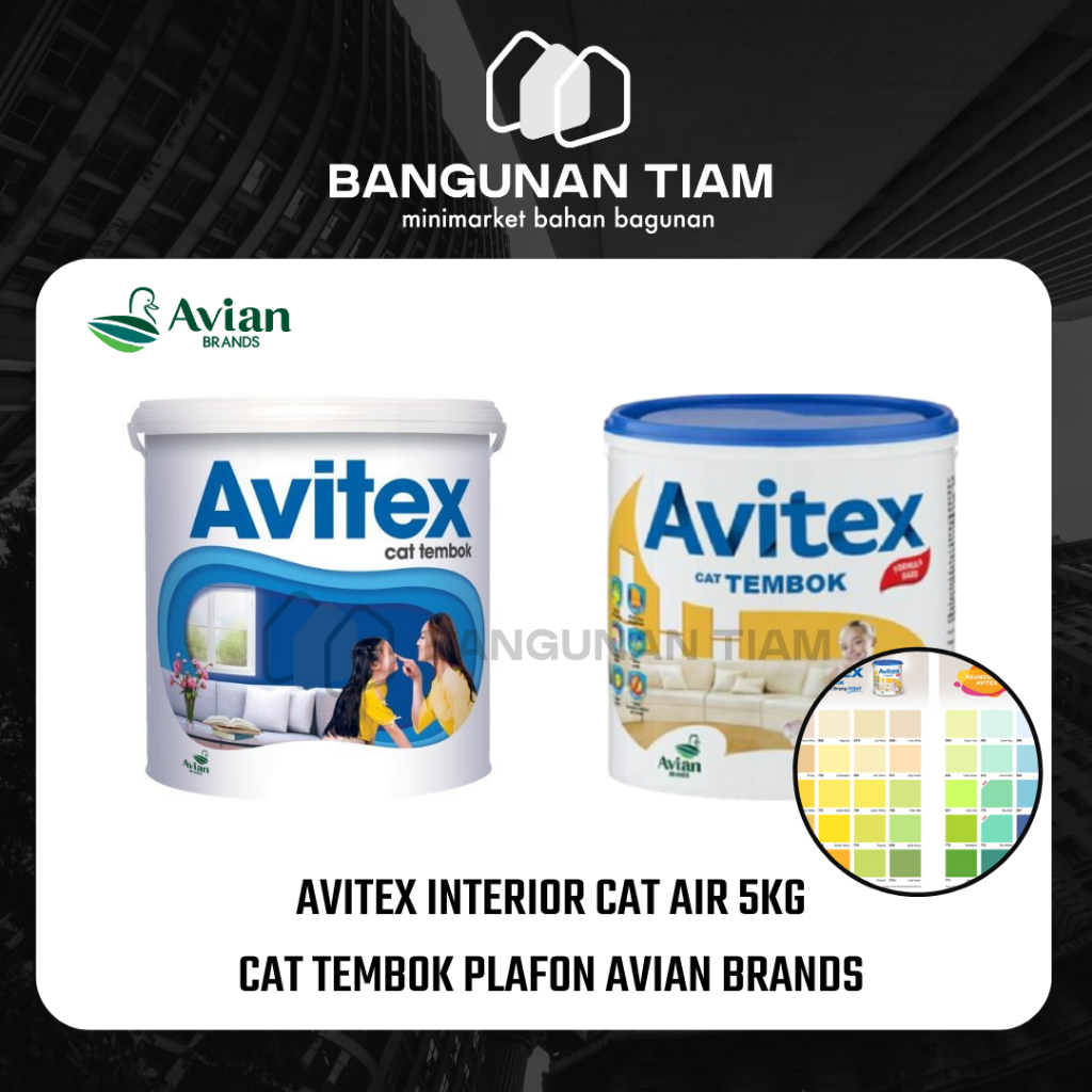 Jual AVITEX INTERIOR CAT TEMBOK DINDING AIR MULTI VARIAN WARNA 5 KG ...