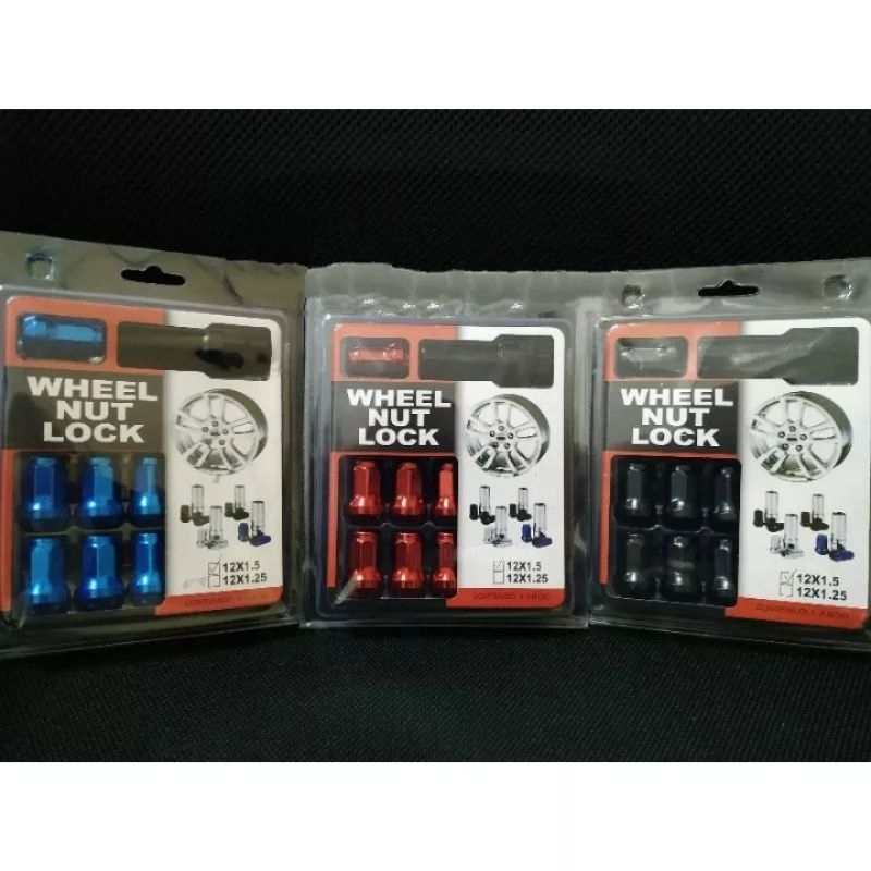 Jual Mur Racing Warna Wheel Nut Lock ( 1 Set Isi 16 Pcs + 1 Kunci ...