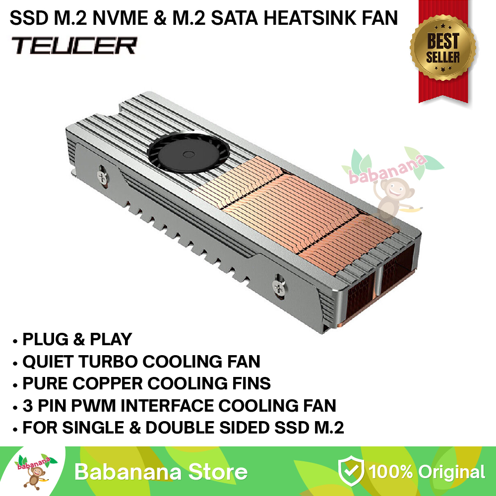 Jual Teucer Heatsink M.2 NVME SATA Copper with Fan SSD Cooler Cooling ...