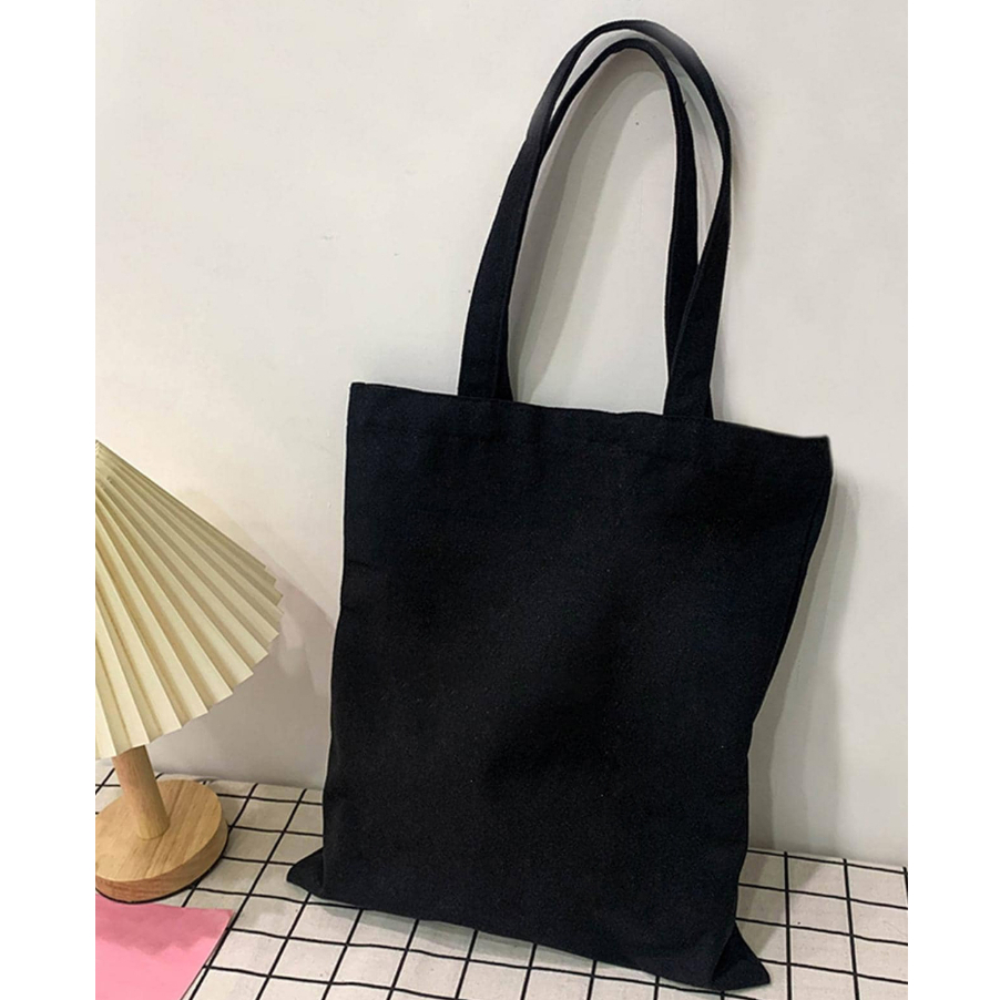 Jual Tas Tote Bag Kanvas Tebal Premium Wanita Resleting Kuliah Polos | Shopee Indonesia