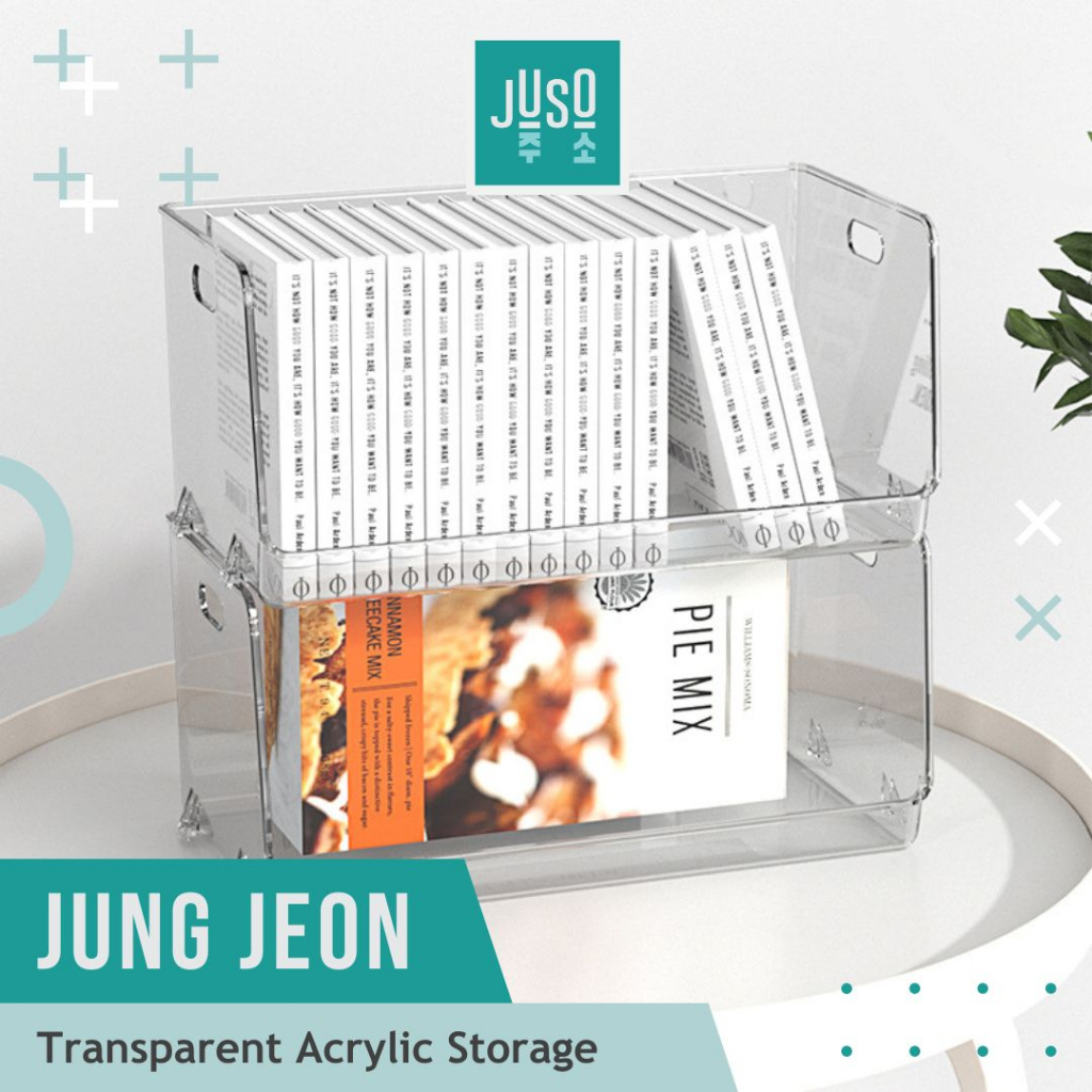 Jual 【JUSO】JUNG JEON Penyimpanan Buku Bening Rak Meja Rias Estetika ...