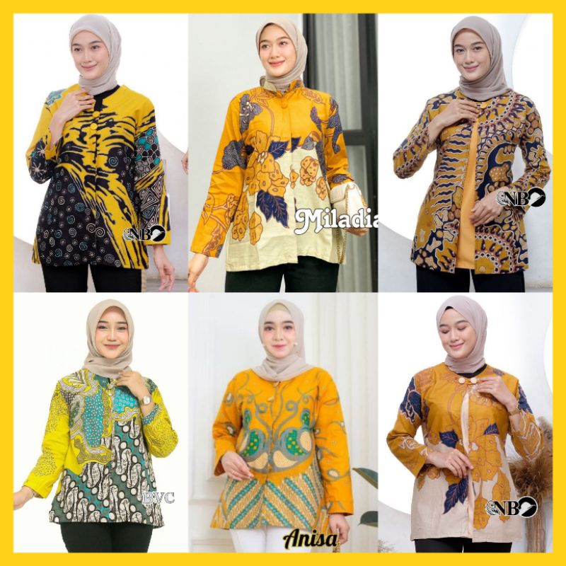 Jual BAJU BATIK WANITA WARNA KUNING/YELLOW SERIES ATASAN BATIK WANITA ...