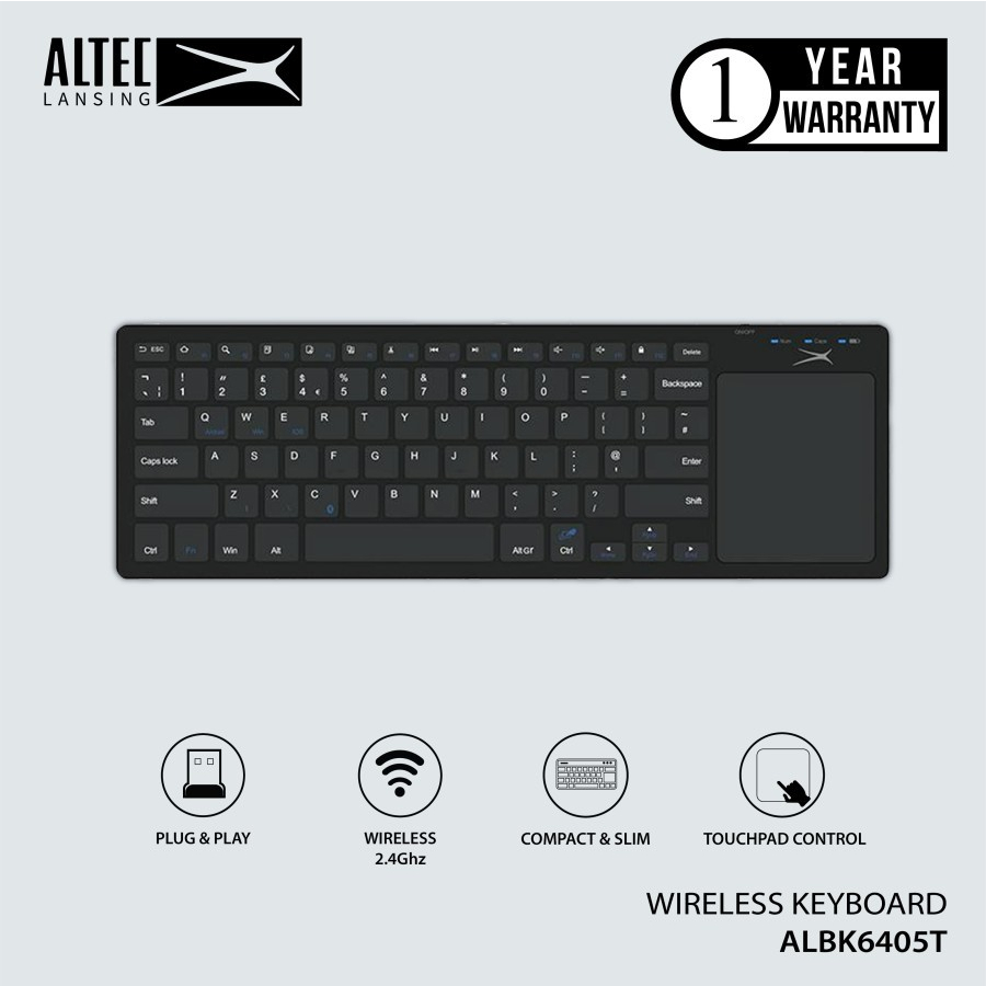 Jual Altec Lansing Keyboard Wireless Slim with Touchpad ALBK6405T ...