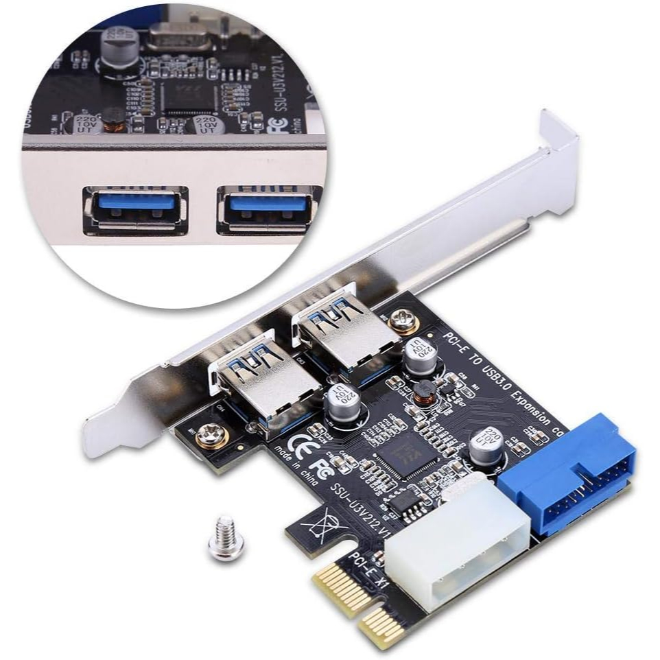 Jual PCIE USB 3.0 2Port with Header Front Panel PCI-E X1 Card | Shopee ...