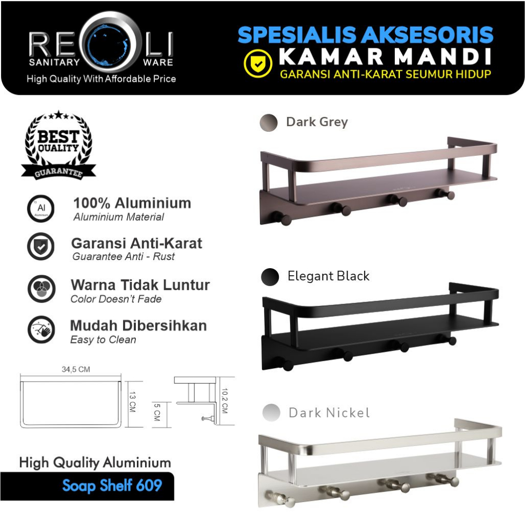 Jual REOLI Rak Tempat Sabun Aluminium Anti Karat 609 | Shopee Indonesia
