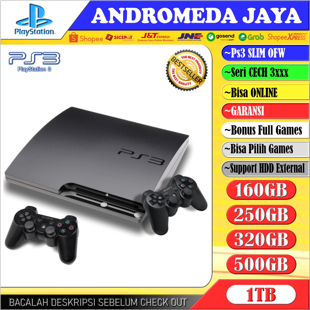 Jual PS3 SLIM OFW SERI 3000 HITAM FULL GAMES | Shopee Indonesia