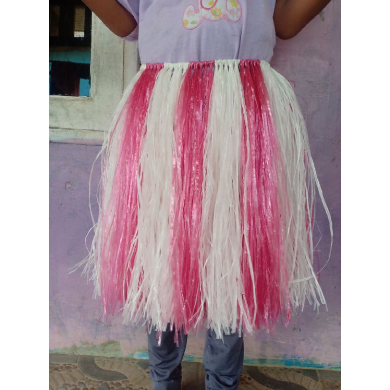 Jual Rok rumbai tali Rapia warna merah putih cocok untuk acara ...