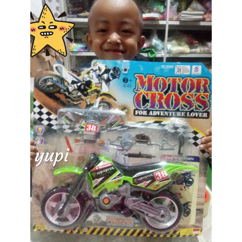 Jual Mainan Motor Cross Rakit Besar-Motor Trail Patwal Polisi | Shopee ...