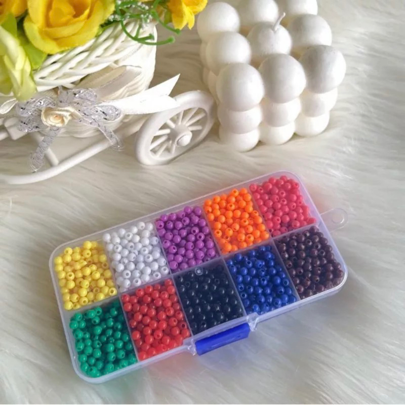 Jual Manik Set Box | Manik Susu | Beads 6/0 | Manik 4mm | Bahan Cincin ...
