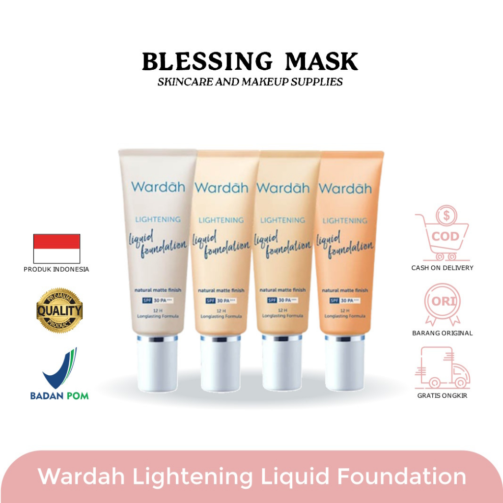 Jual Wardah Lightening Liquid Foundation SPF 30PA+++ | 25mL | 6mL ...