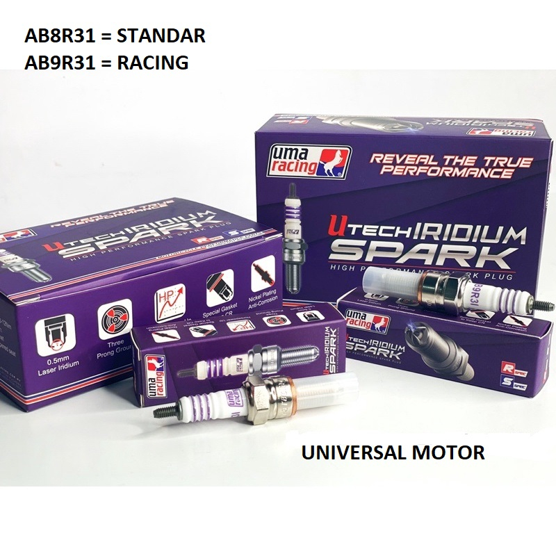 Jual Uma Racing Busi Utech Iridium AB8R31,AB9R31 Motor Satria Fu GSX Jupiter MX Vario Beat PCX ...