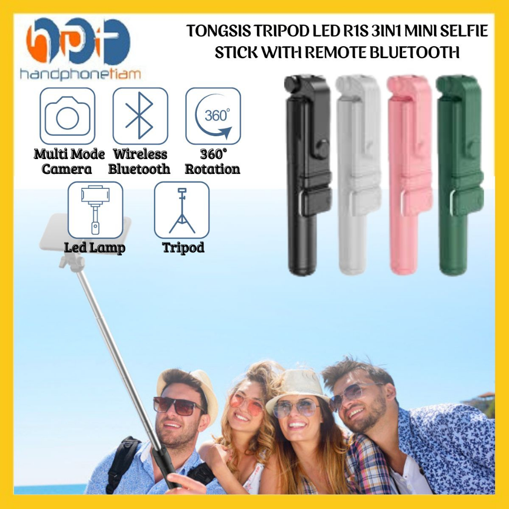 Jual Tongsis Tripod LED R1S 3in1 Selfie Stick + Flash Light + Bluetooth ...