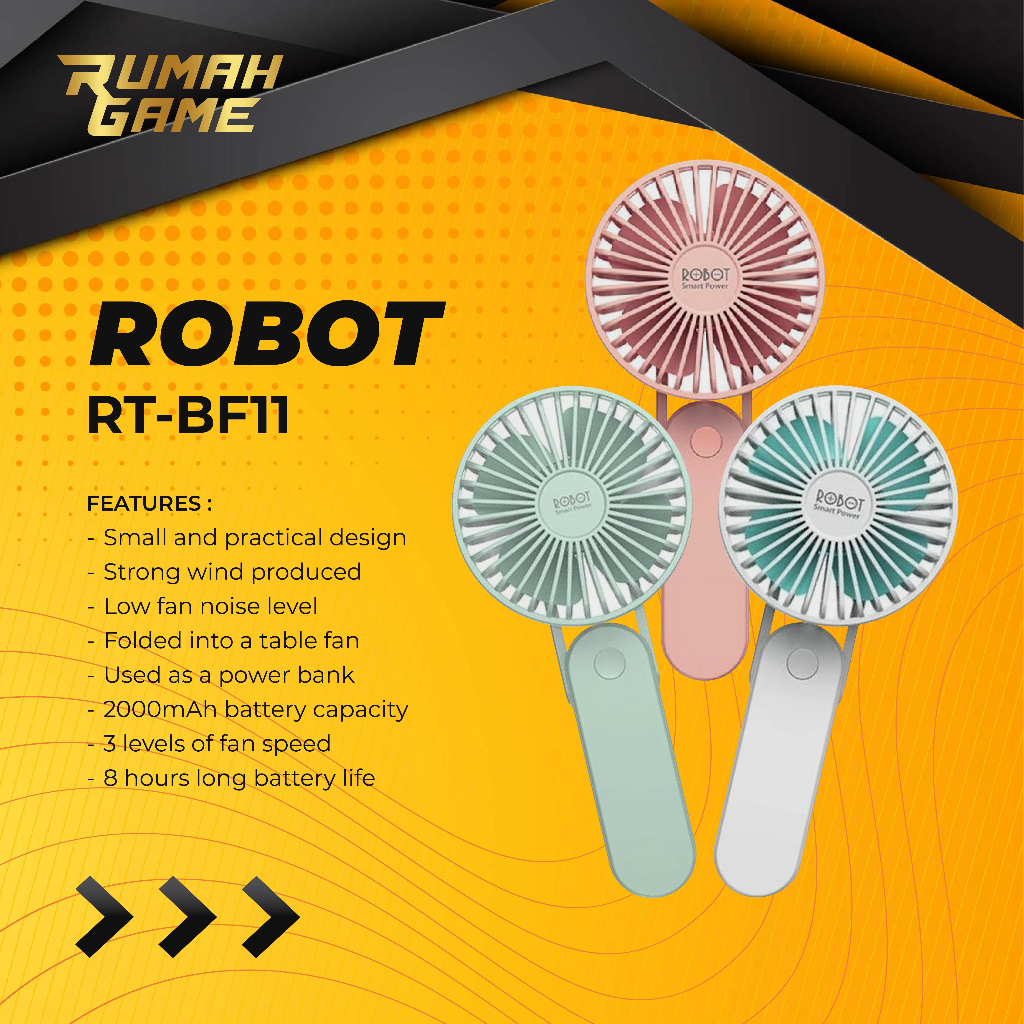 Jual Mini Fan Robot RT-BF11 Foldable 3 in 1 USB Mini Fan&Powerbank ...