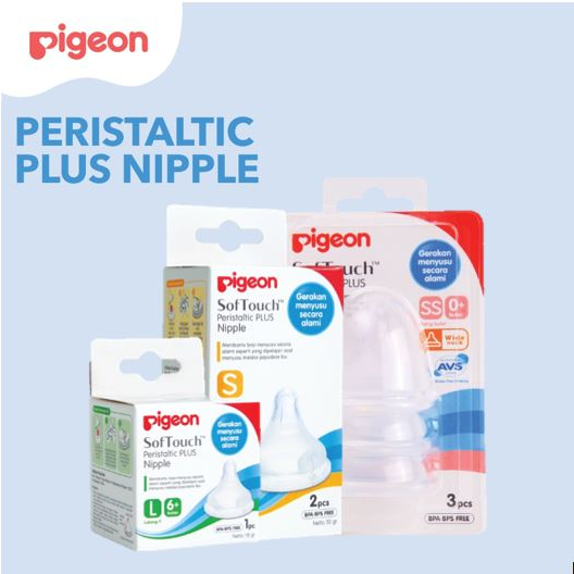 Jual PIGEON Peristaltic Plus Nipple Wide Neck Soft Touch | Dot Bayi (Tersedia varian ukuran dan ...