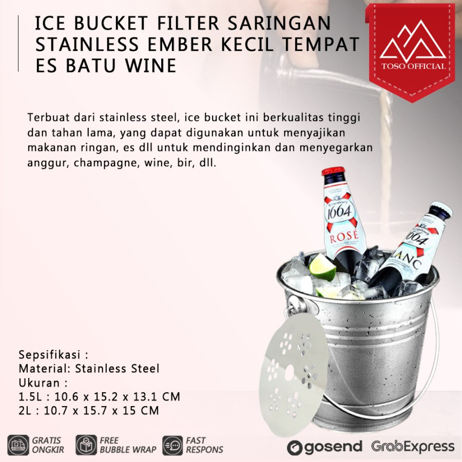 Jual ICE BUCKET FILTER SARINGAN STAINLESS EMBER KECIL TEMPAT ES BATU ...