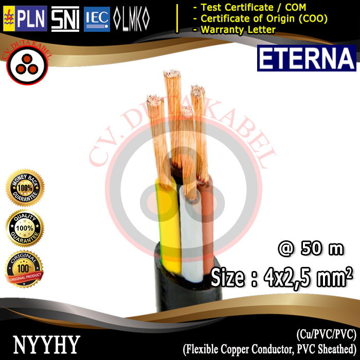 Jual Kabel NYYHY 4x2,5 mm2 ETERNA (50 m) /4x2,5mm2/4 x 2.5 mm2/4x2.5mm | Shopee Indonesia