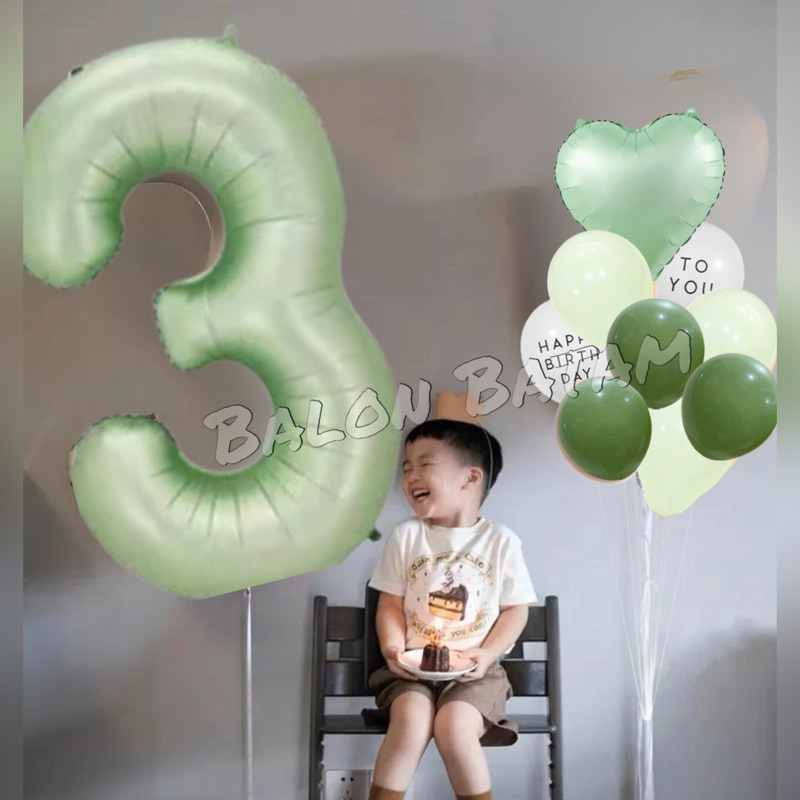 Jual Paket balon angka 100cm olive green balon latex hbd | Shopee Indonesia