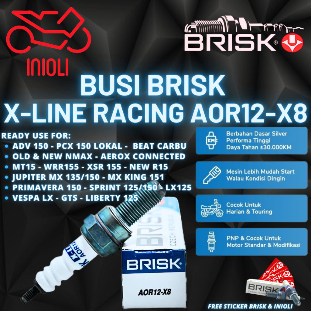 Jual BUSI BRISK X-LINE RACING AOR12-X8 SATRIA FU PCX ADV 150 LOKAL OLD ...