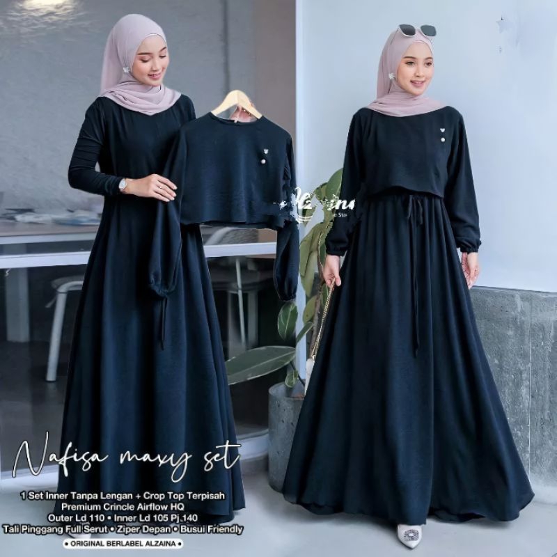 Jual NAFISA Maxy SET2in1 inner+outer ( Crinkle airflow ) Gamis Wanita ...