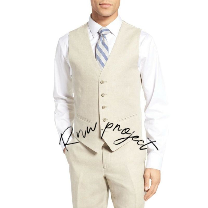 Jual Vest krem khaki rompi dalaman jas pria pesta formal bestman groom ...