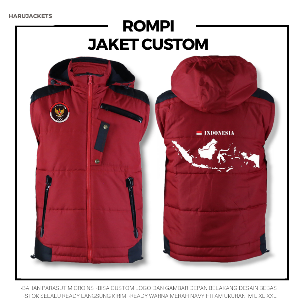 Jual Rompi Motor Bodyvest Pria - Rompi Bikers Tebal WF - Rompi TIMNAS ...