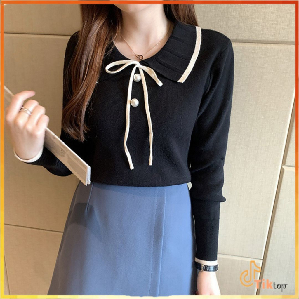 Jual 【Tiktop】Pakaian Wanita Baju Atasan Lengan Panjang Import Manset ...