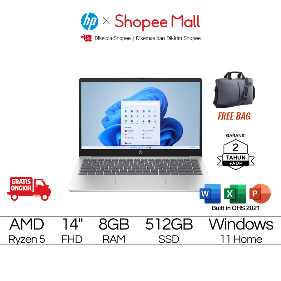 Jual HP Laptop 14-em0015AU AMD Ryzen 5-7520U with Radeon/8GB LP DDR5 ...