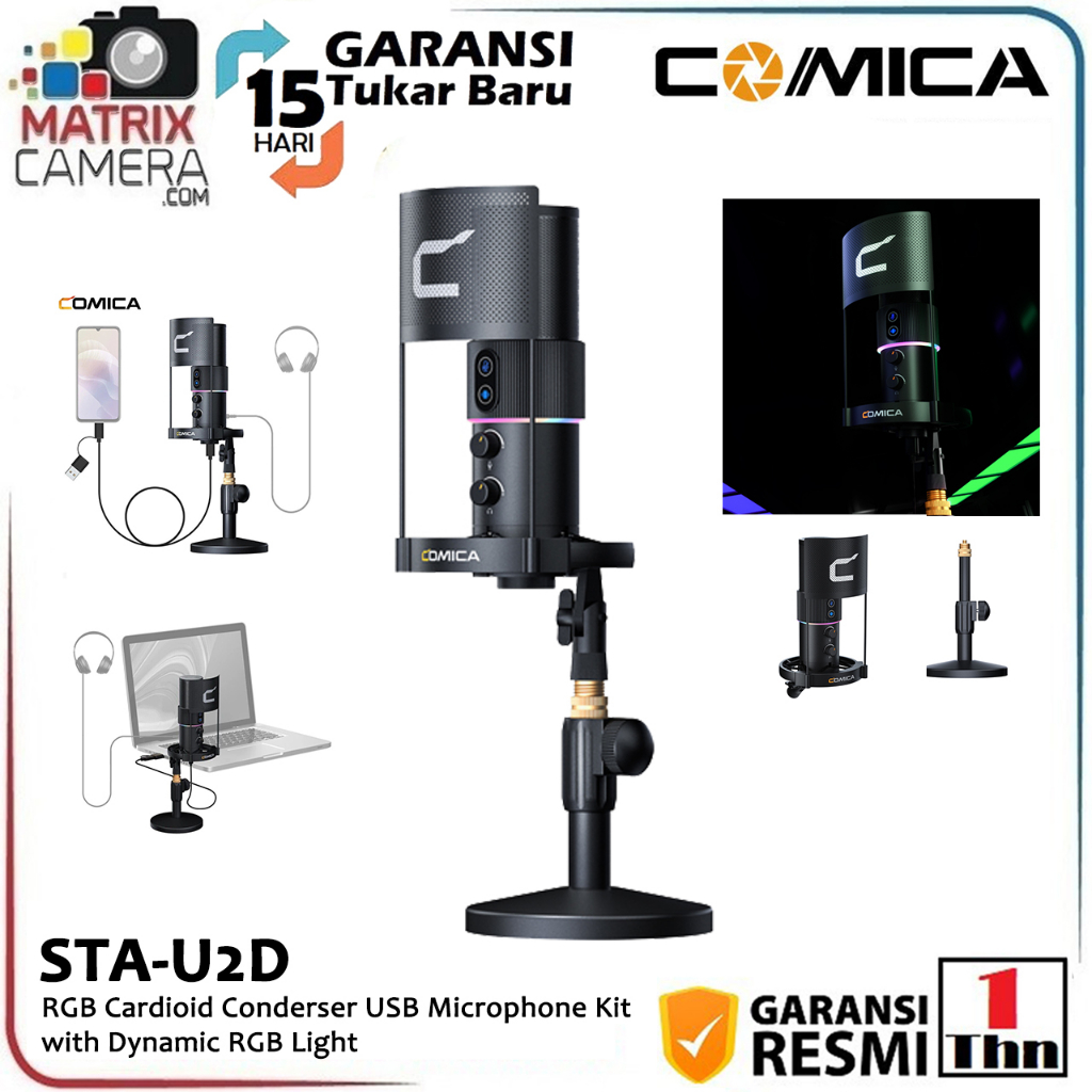Jual COMICA STA-U2D RGB Cardioid Condenser USB Microphone Kit | Shopee ...